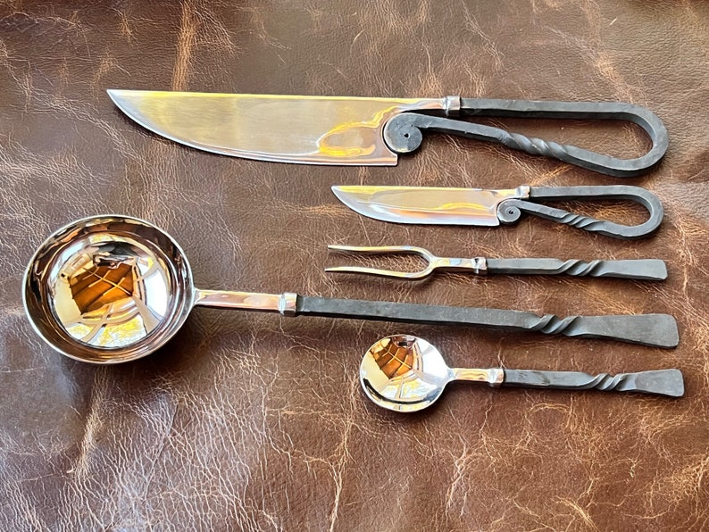 Hand Forged Serving Set Viking Silverware Medieval SCA - Etsy