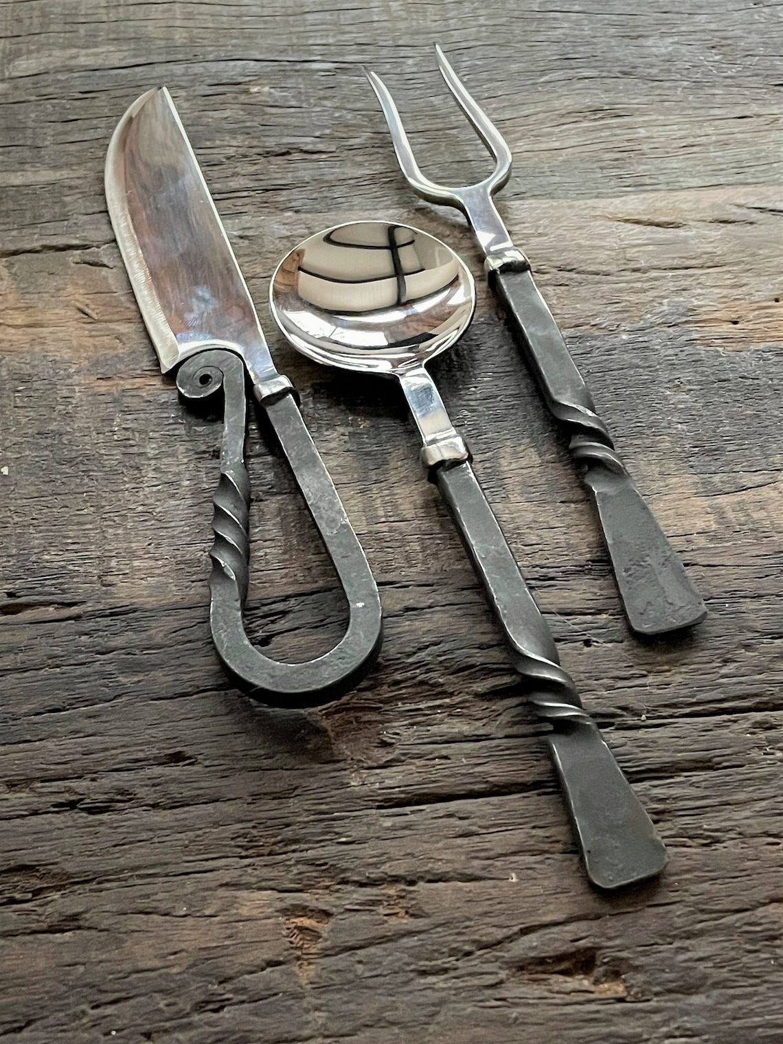 Hand Forged Cutlery Set Viking Silverware Medieval SCA - Etsy