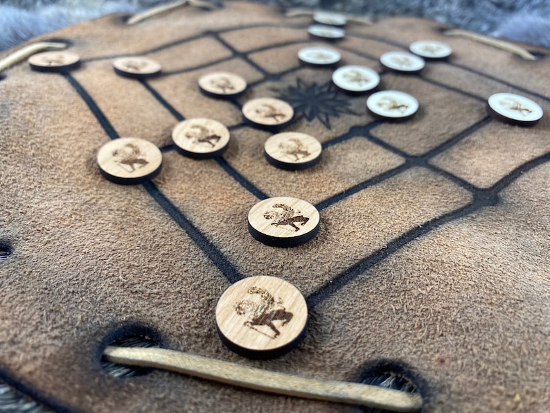 9 Mens Morris Game leather Board Game SCA Medieval | Etsy