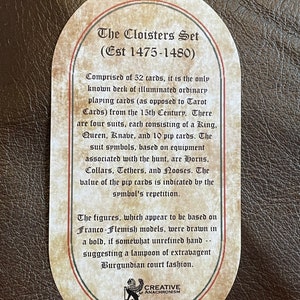 Flemish Hunting Card Set, Medieval Playing Cards, the Cloisters Deck - Etsy
