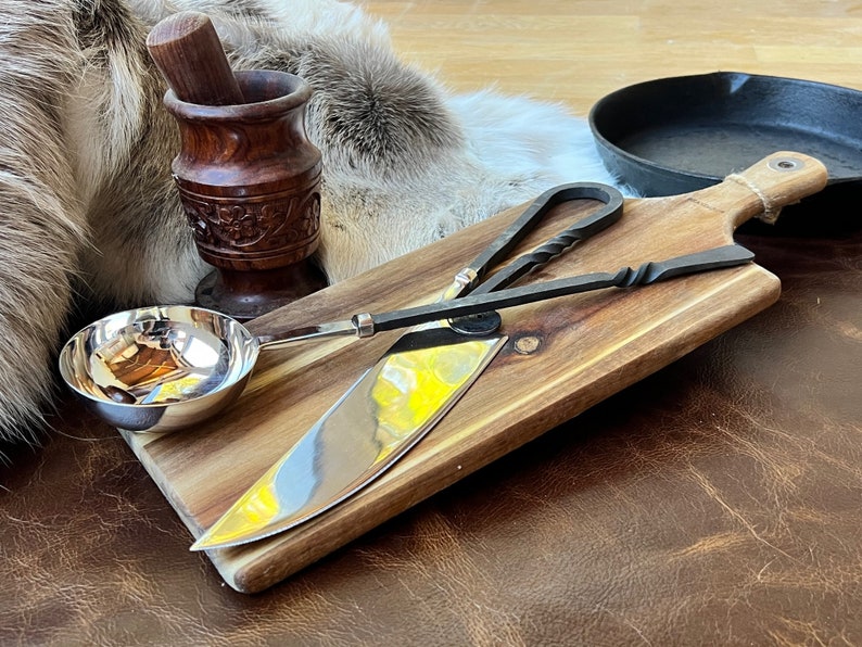 Hand Forged Serving Set Viking Silverware Medieval SCA - Etsy
