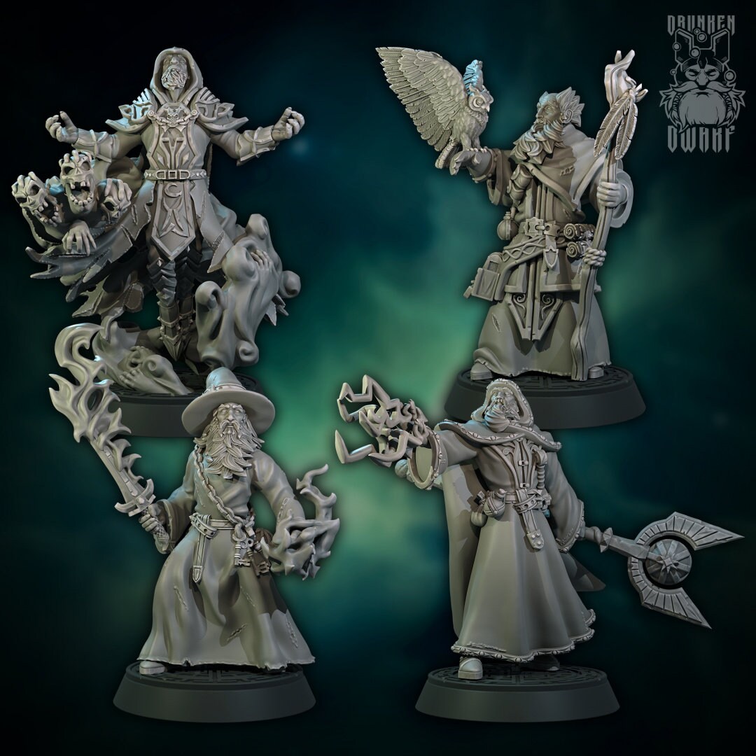 Wizards | Premium 3D Printed Fantasy Tabletop Miniature for Gaming | - Etsy