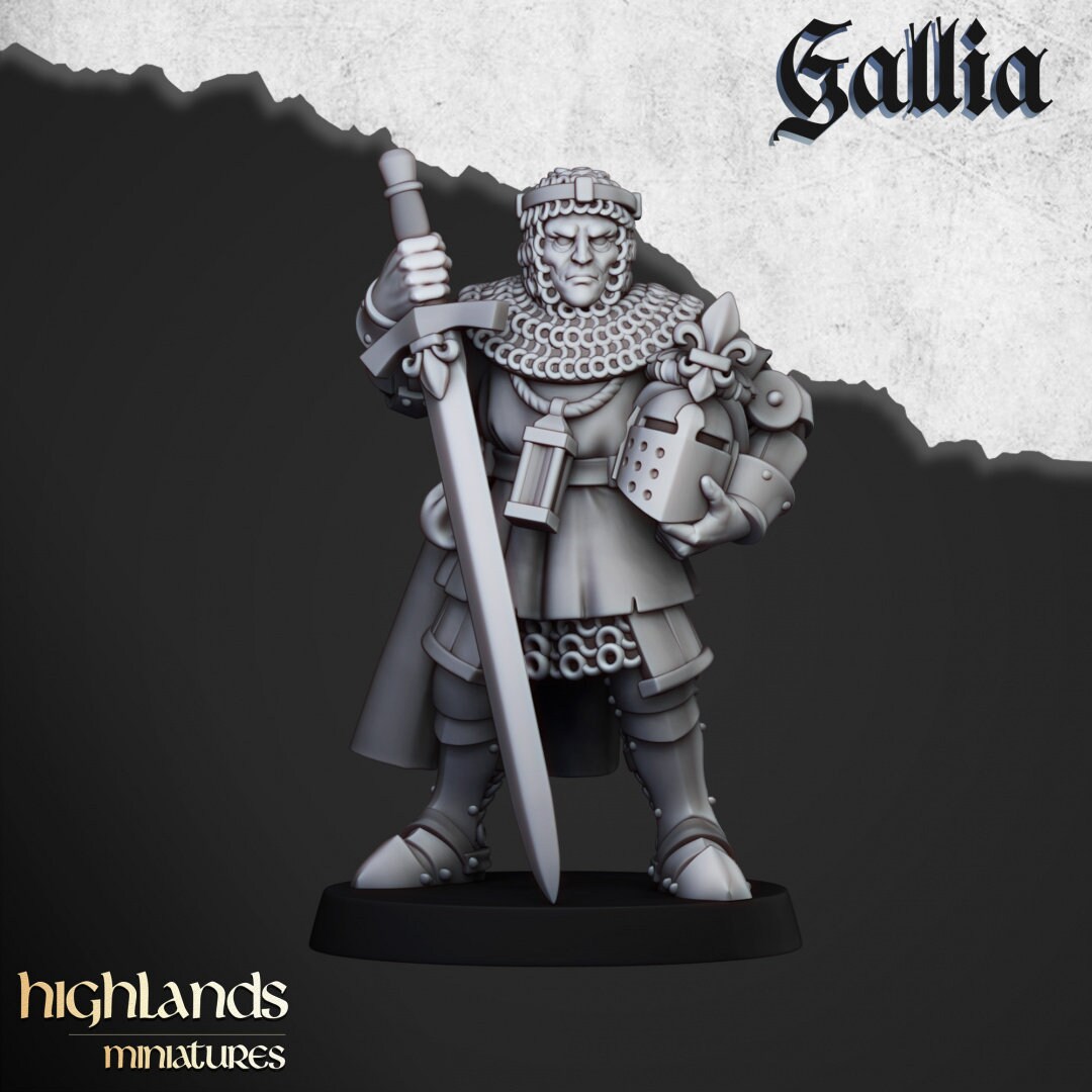 Knight of Gallia Captain on Foot - 28mm Scale - Knights of the Realm ...