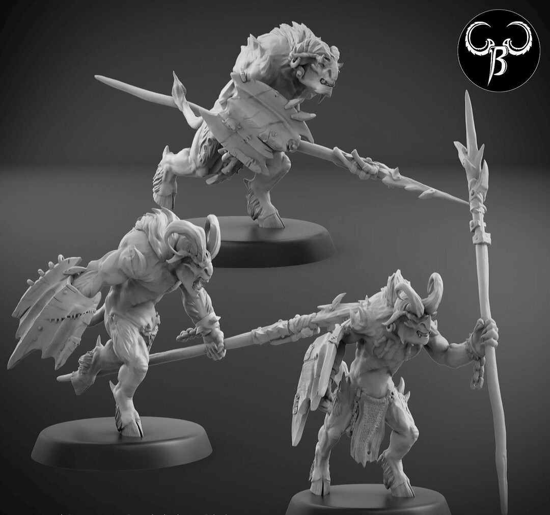 Minotaur Brutal Raider Lance Set B | Fallen Beasts | Claybeastcreation ...