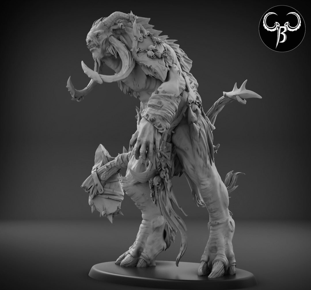 Beast Giant Tahr'kin Gargant | 90mm and 120mm Oval Base | Premium 3D ...