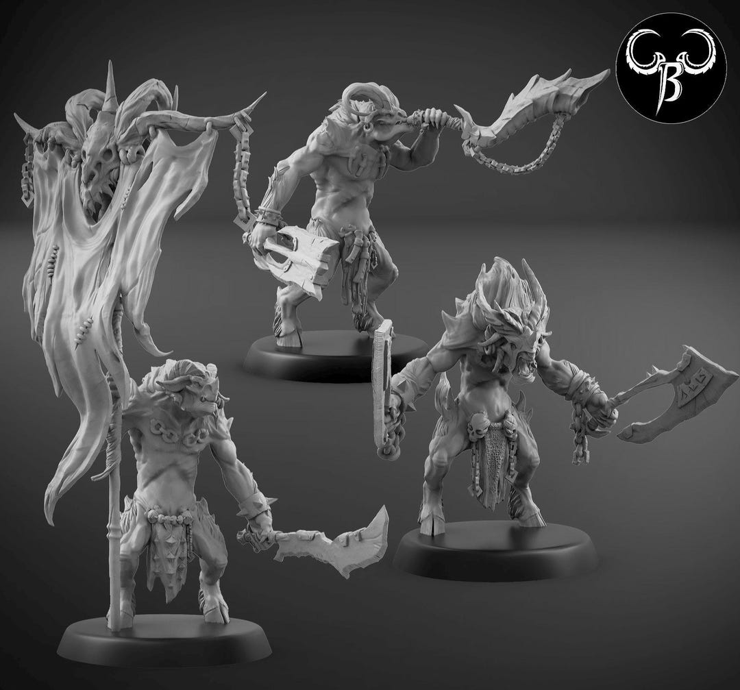 Minotaur Brutal Raider Leader Set | Fallen Beasts | Claybeastcreation ...