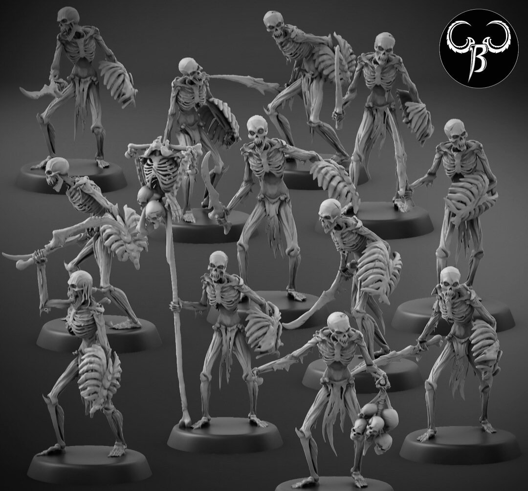 Flesh Skeleton Sword Squad | 28mm and 32mm Scale | Squad of 12 - Etsy