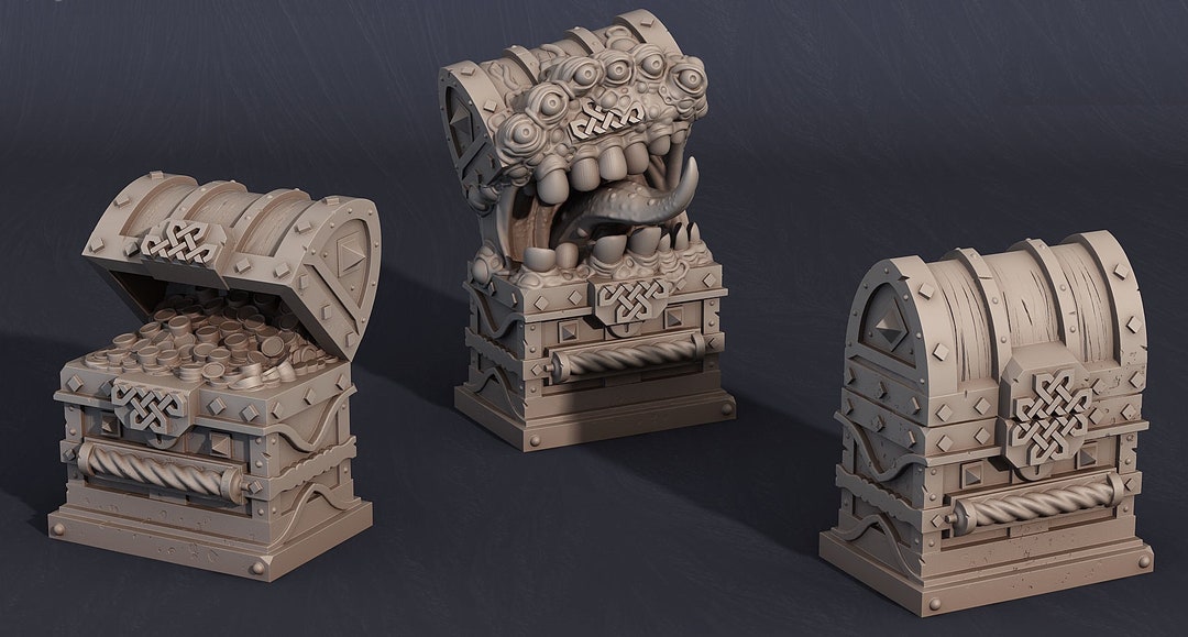Fantasy Chests 28mm Scale Celtic Mimics Premium 3D Printed Fantasy ...