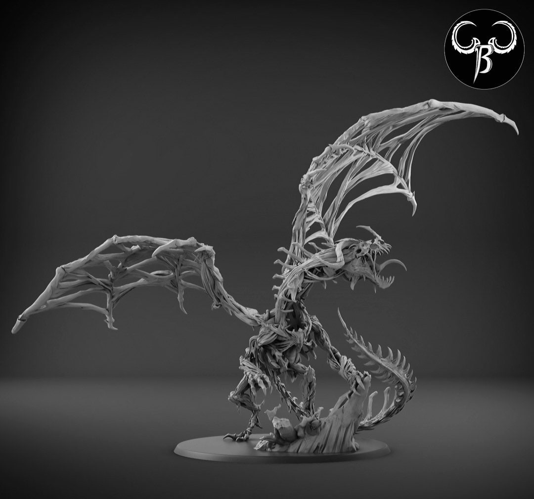 Bone Zombie Dragon -blood Drake - 130mm Base Sizes - Premium 3D Printed ...