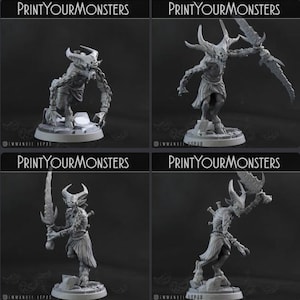 Demon Miniature Set of 4 Premium 3D Printed Fantasy Tabletop Miniature ...