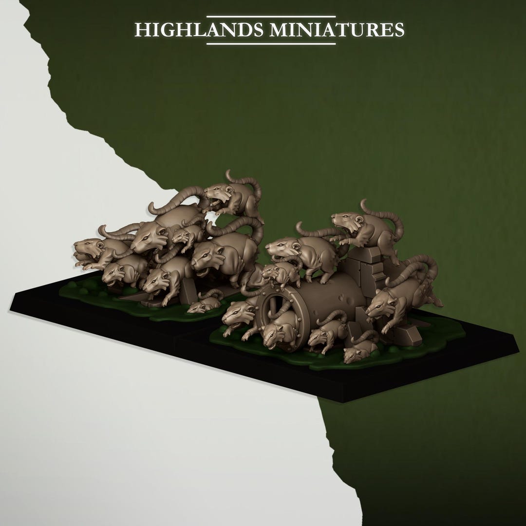 Rat Swarm X2 - Sewer Vermin - Highlands Miniatures - 3D Printed Fantasy ...