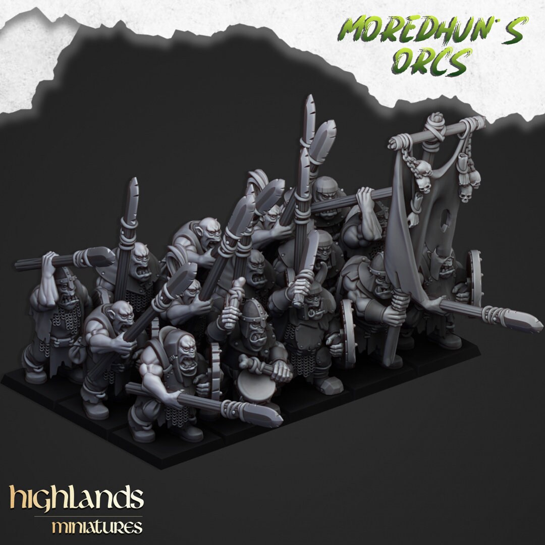 Orc Warriors With Spears - Moredhuns Orcs - 28mm Scale - Unit of 15 ...