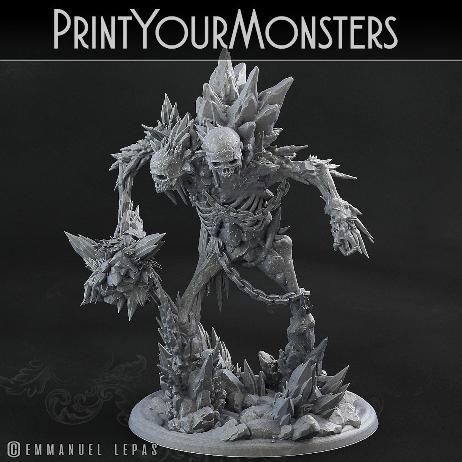 Giant Ice Skeleton | Premium 3D Printed Fantasy Tabletop Miniature for ...