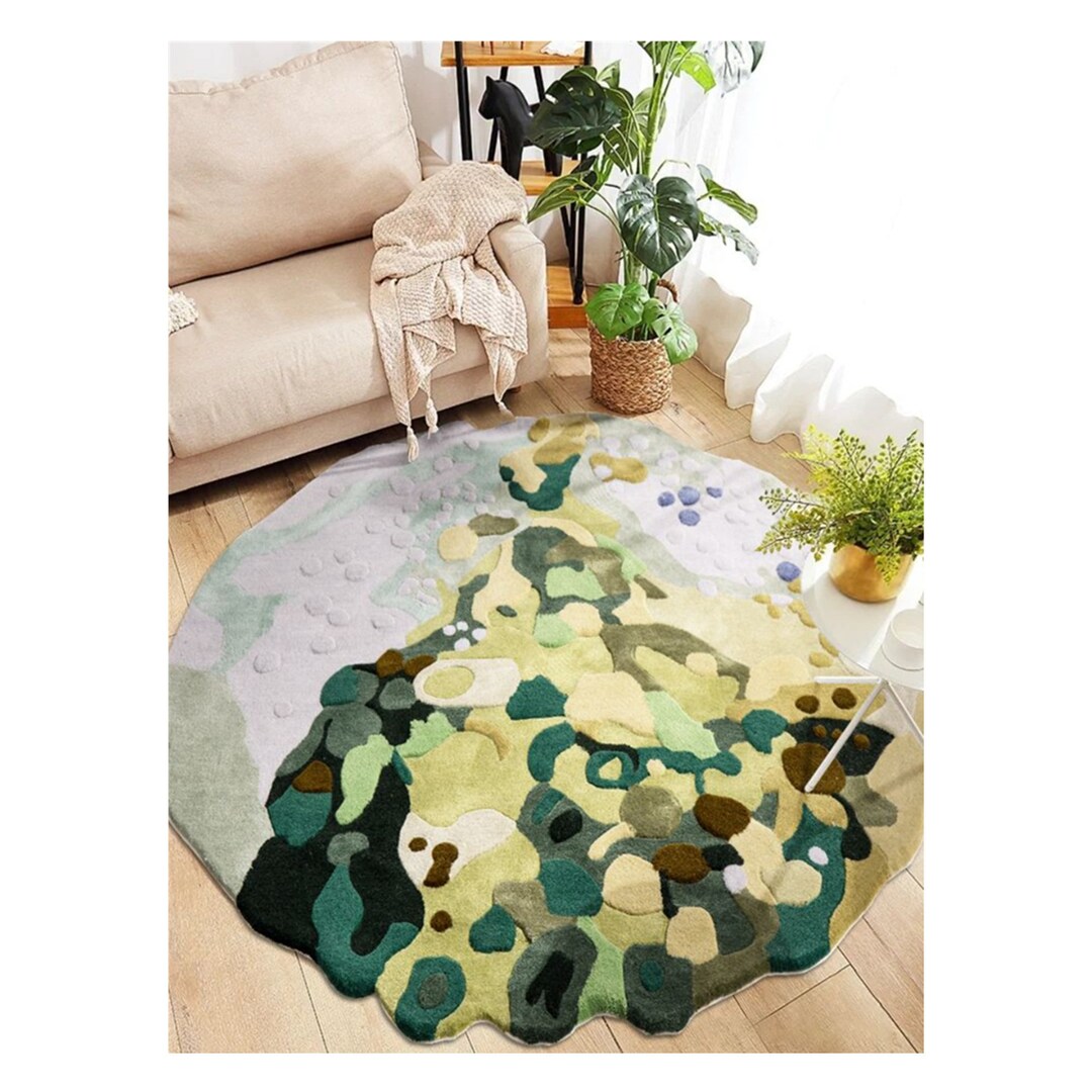 Circle Rug/moss Rug/tufted Rug/kids Rug/playrug/vegetal - Etsy