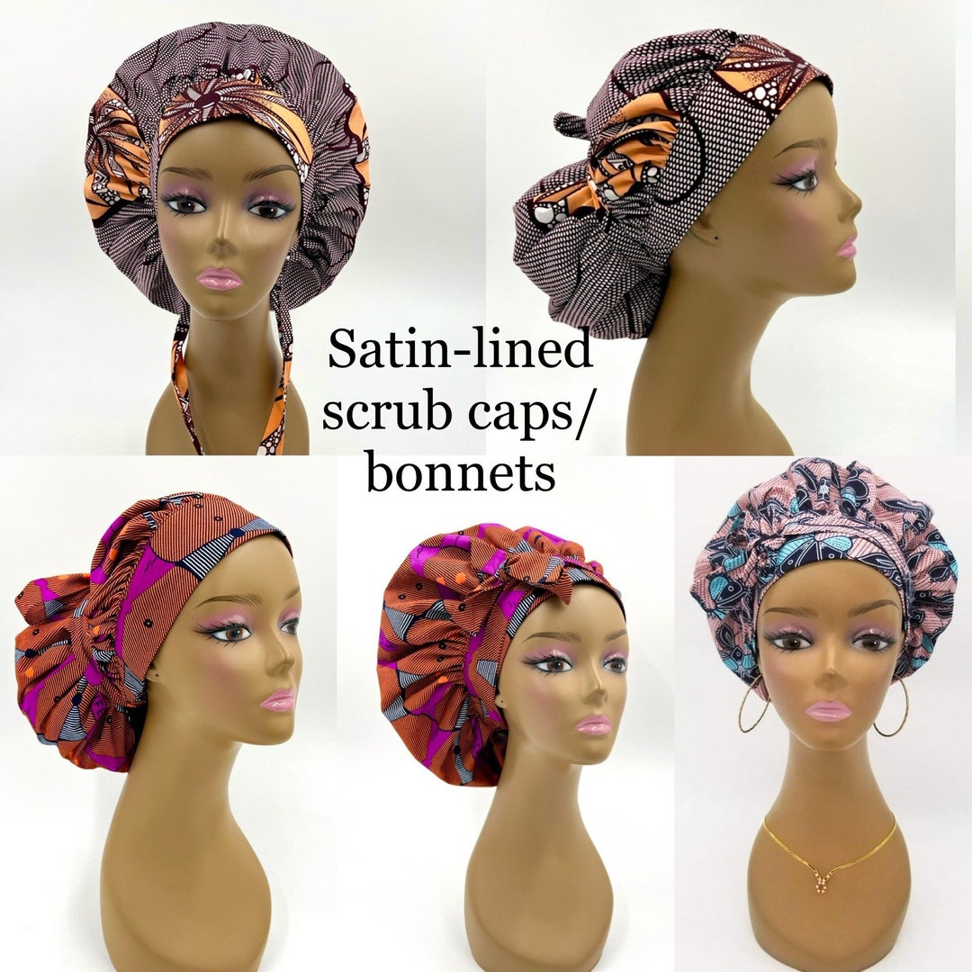 Satin-lined Scrub Cap/bonnets - Etsy