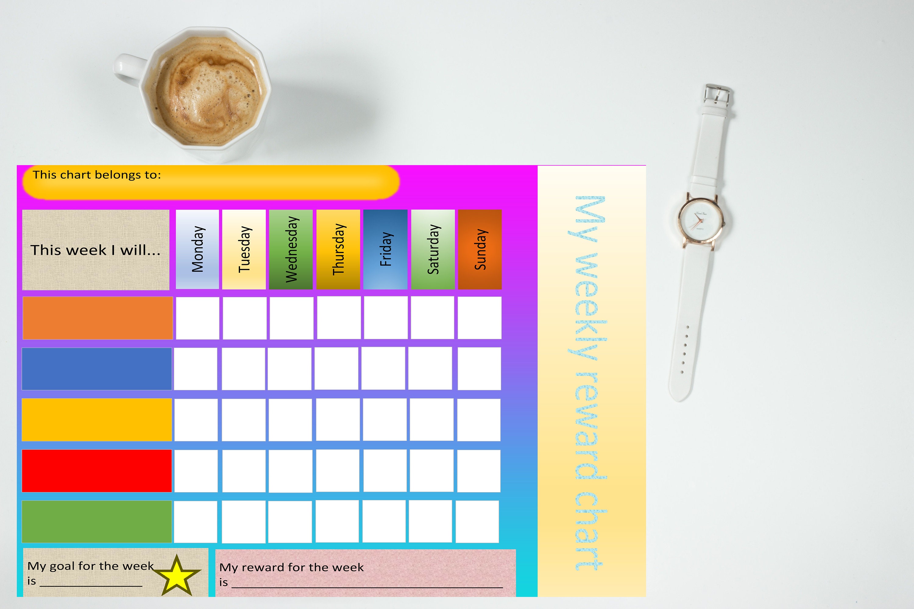 Kids Weekly Reward Chart, Digital Download and Print - Etsy