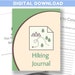 Hiking Journal Printable: Outdoor Adventure Log Book (digital Download ...