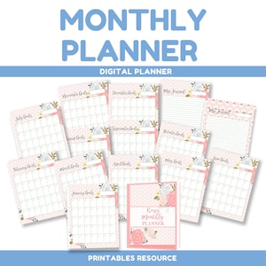 Undated Monthly Planner Blank Calendar Printable Floral - Etsy