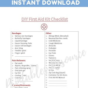 First Aid Kit Checklist DIY Emergency Kit Printable Home Emergency ...