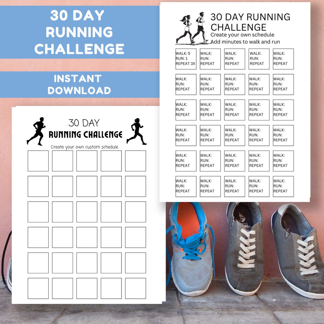 30 Day Running Challenge Tracker: Printable Workout Log (digital ...