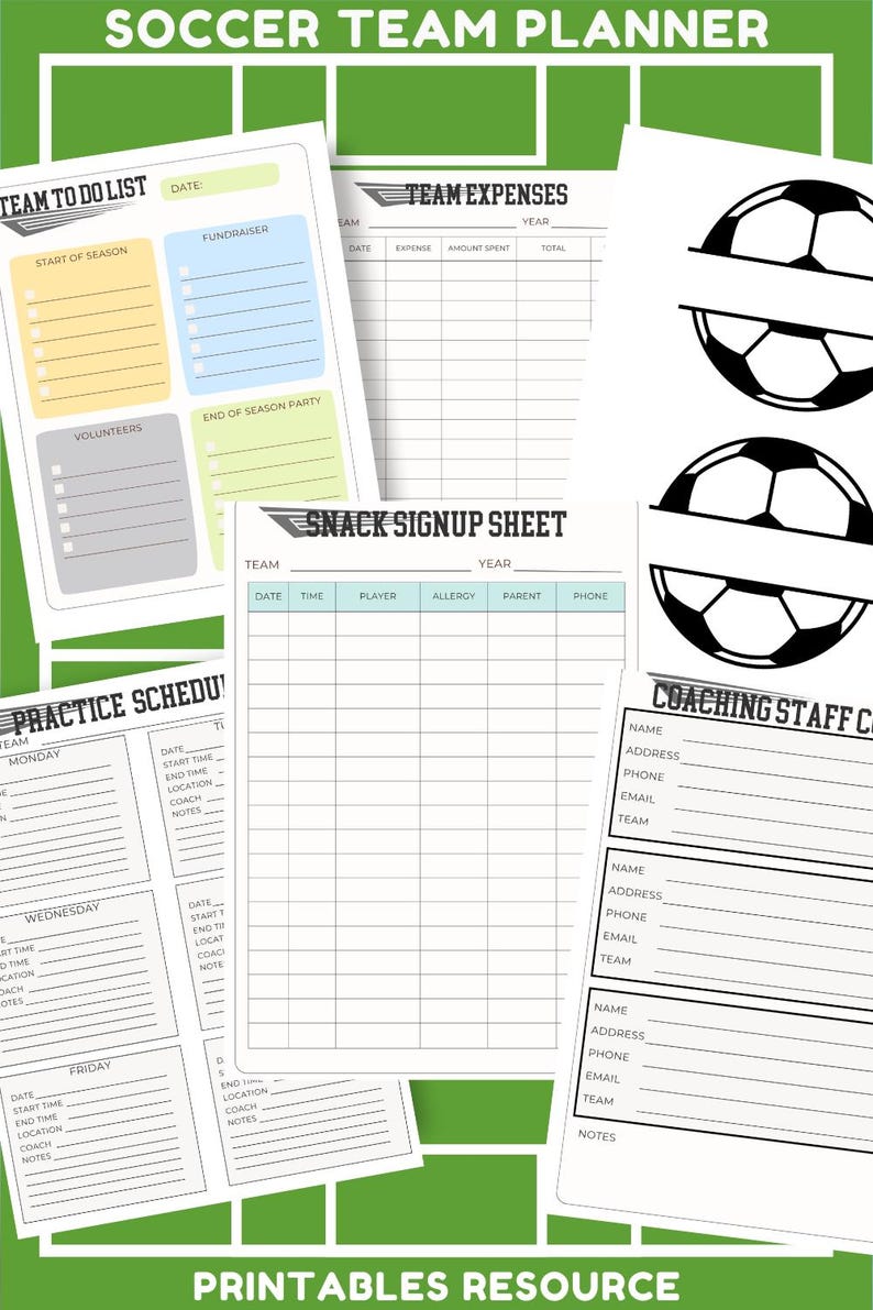 Soccer Team Planner Printable: Coach & Sports Mom Organizer (digital ...