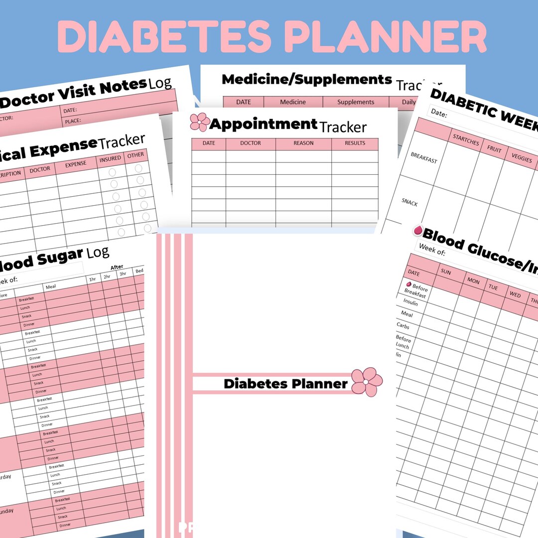 Diabetes Management Planner, Diabetes Logbook, Blood Sugar Glucose ...