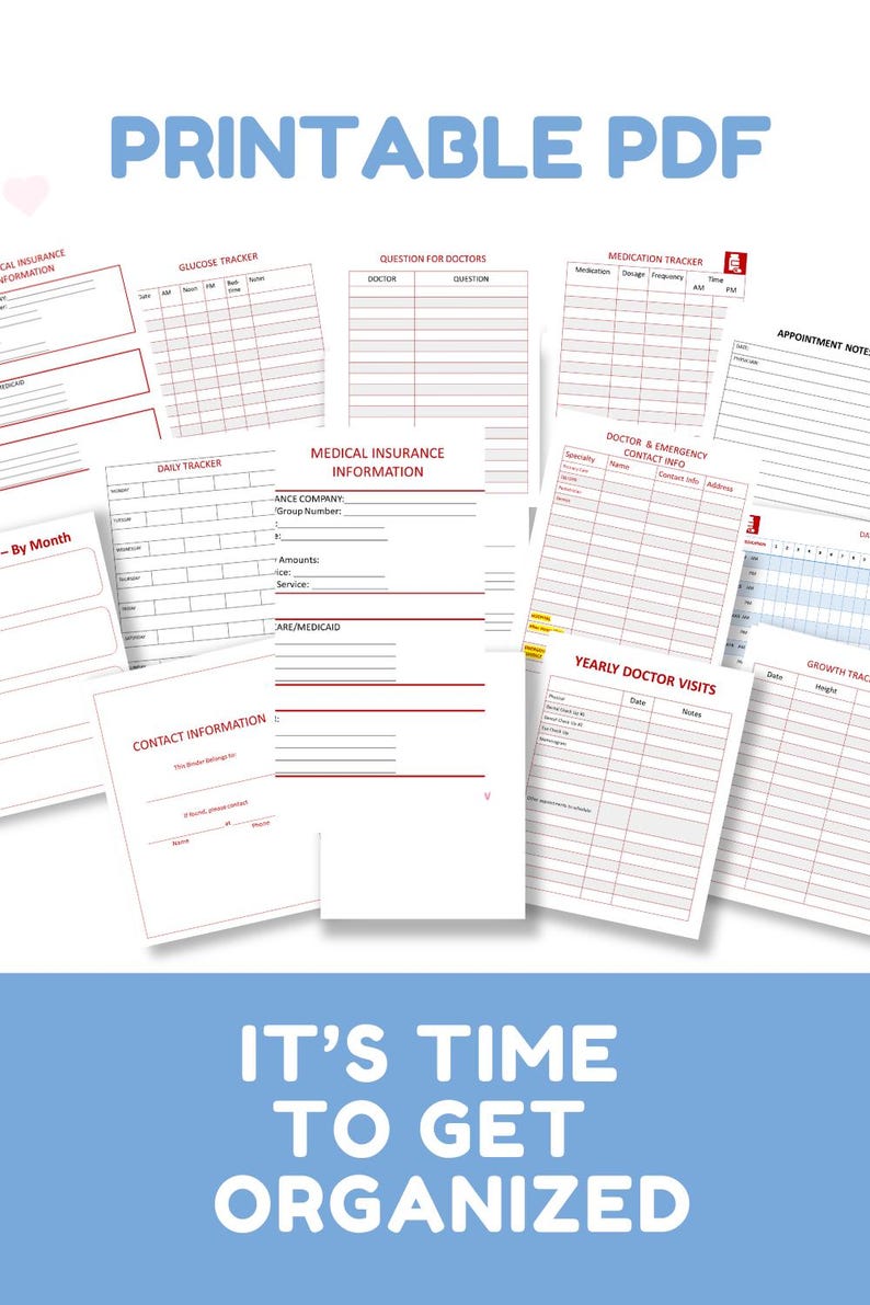 Kids Medical Binder Planner Printable Wellness Tracker Log for Children ...