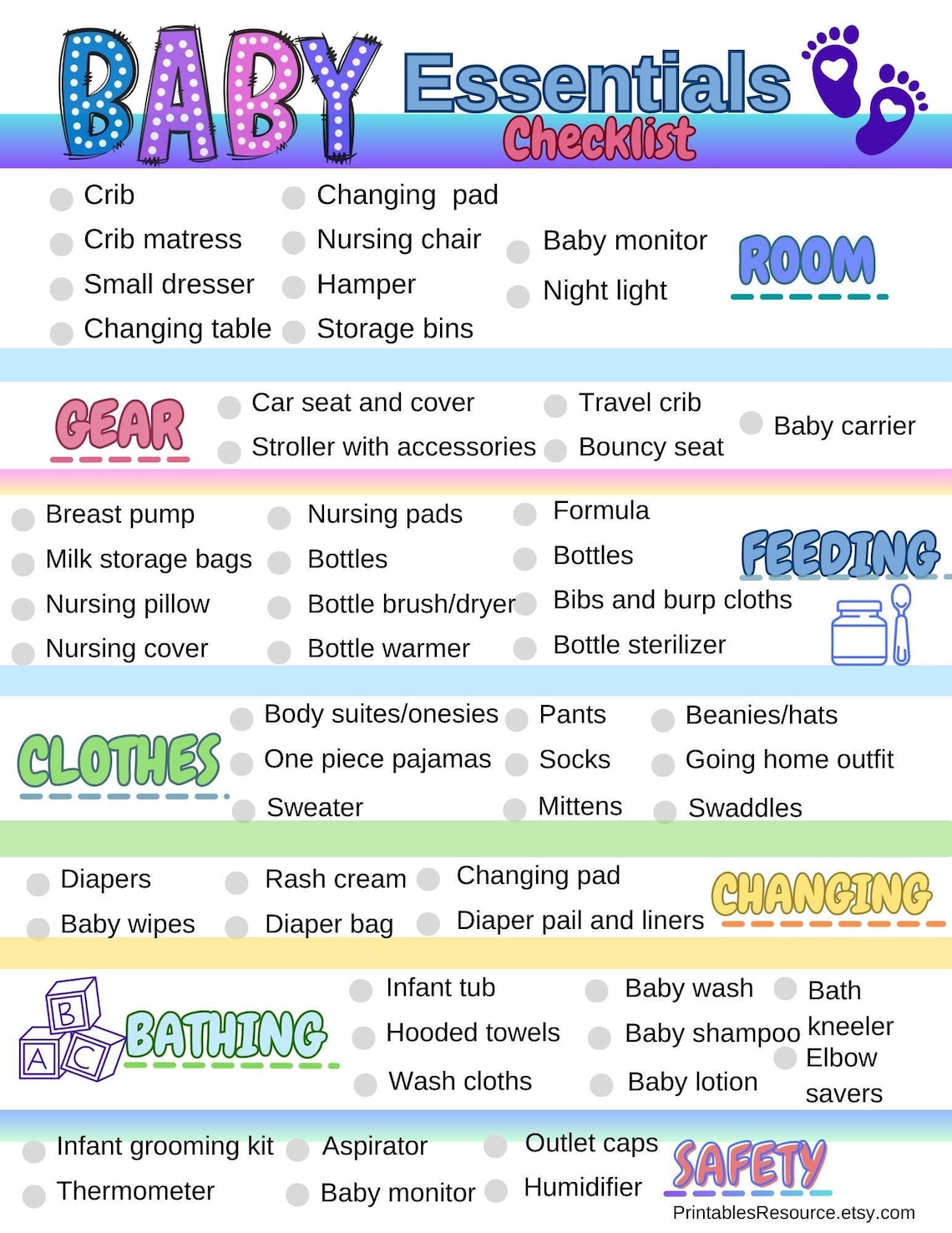 Baby Essentials Checklist: Printable Newborn Mom Gift (PDF) - Etsy