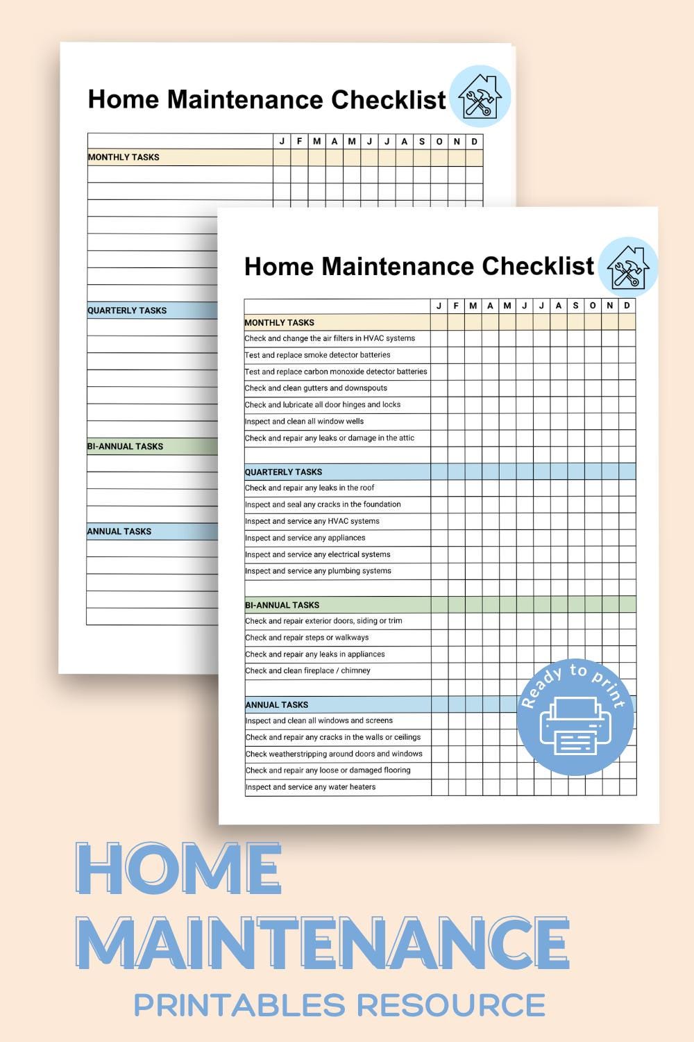 Printable Home Maintenance Binder and Safety Checklist and Car ...
