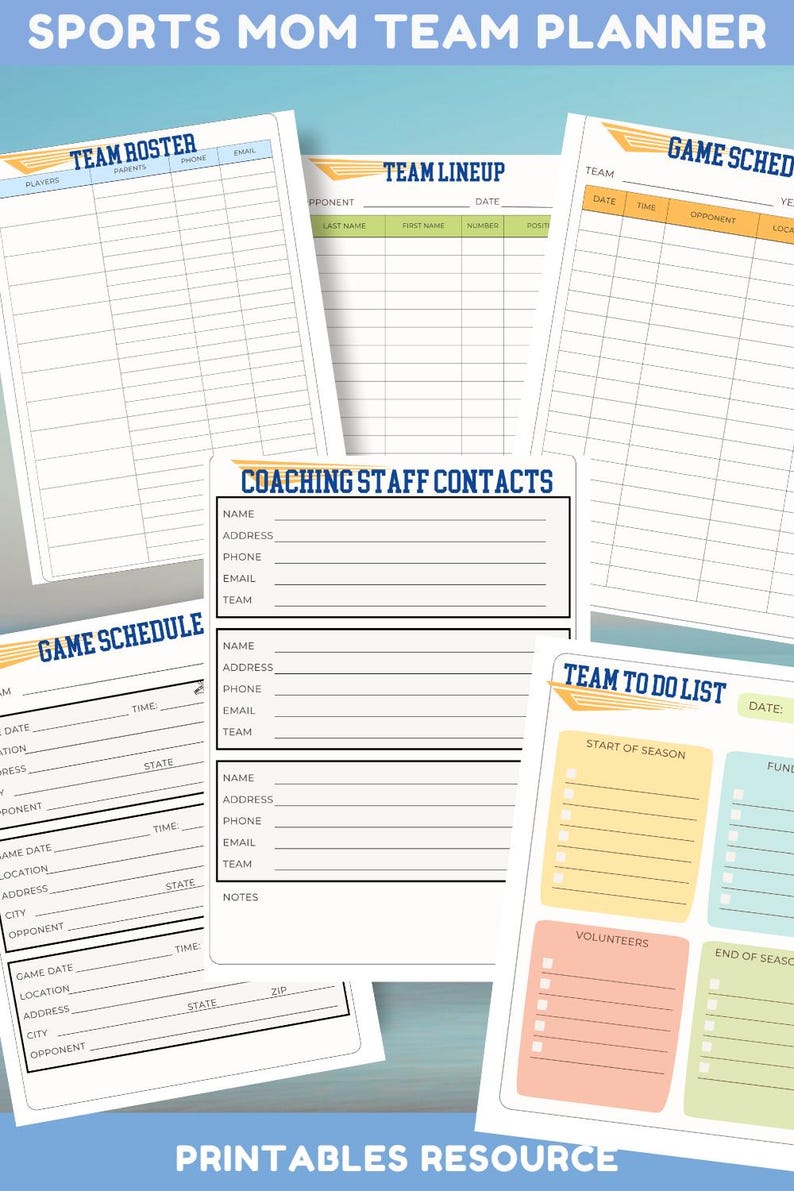 Sports Mom Team Planner: Schedules, Rosters, Volunteers (digital ...