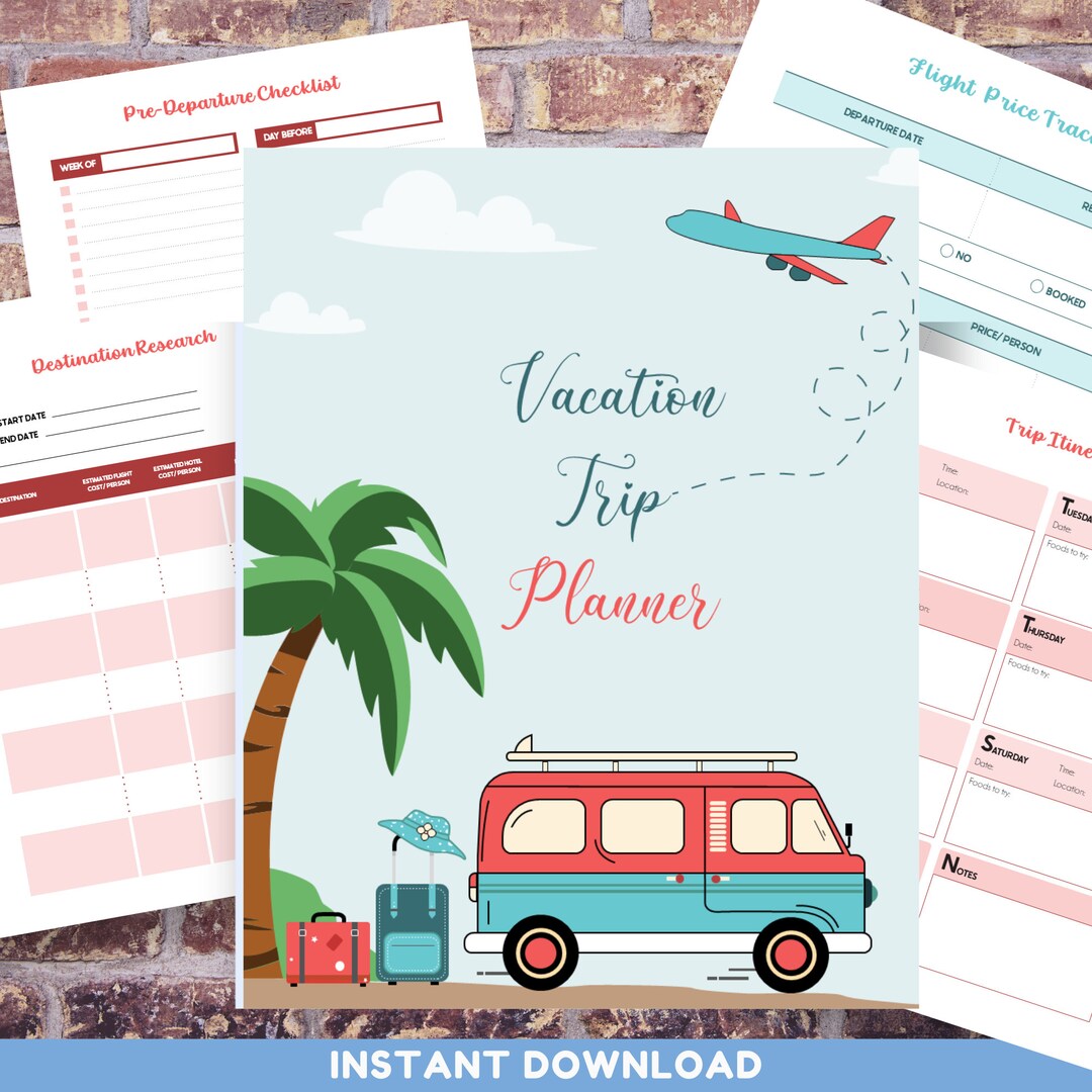 Vacation Trip Planner Printable | Travel Planning Itinerary Trip for ...