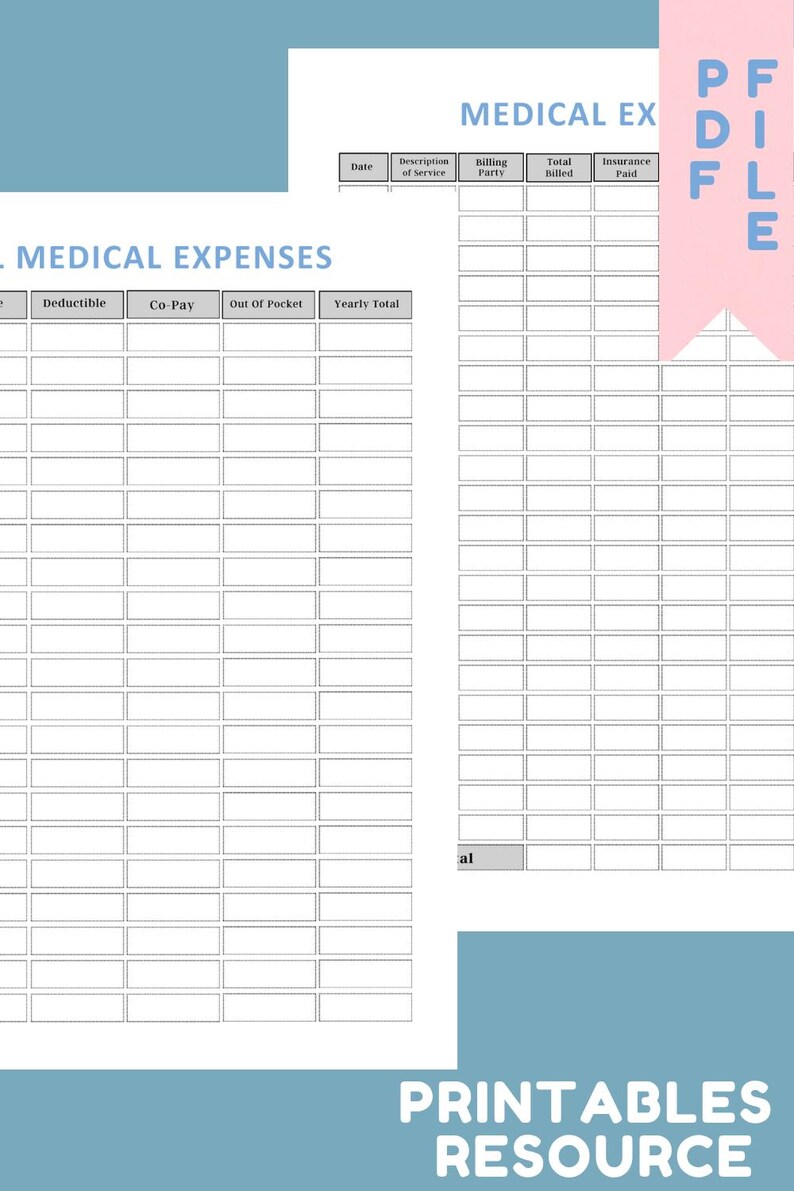 Medical Expense Tracker Printable: Healthcare Bill Organizer (digital ...