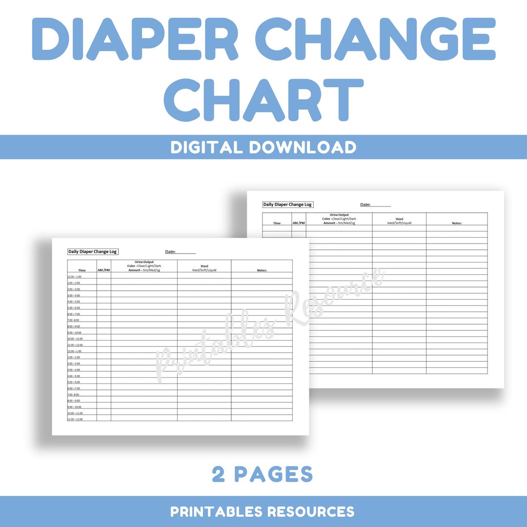Diaper Change Chart Horizontal Child Diaper Change Tracker Baby Diaper ...