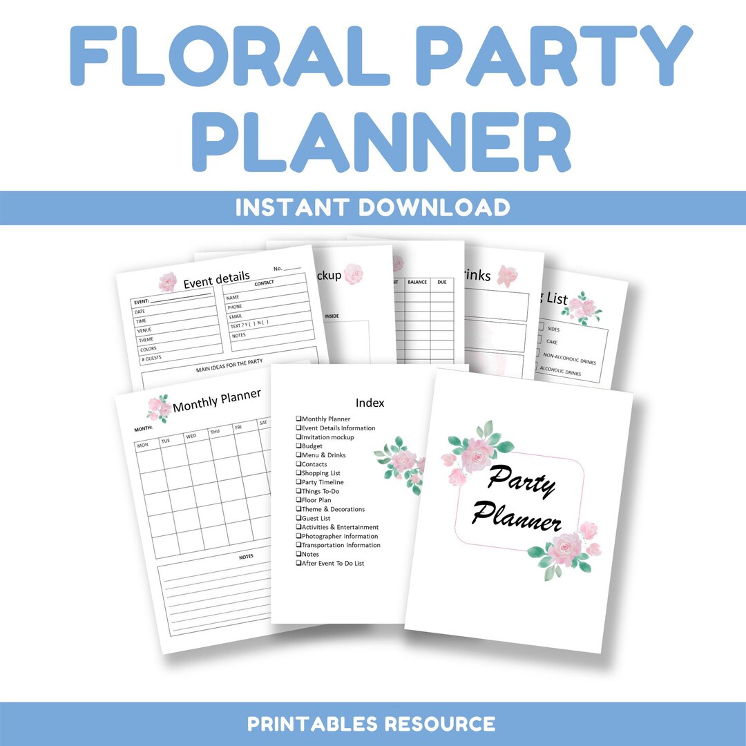 Party Planning Guide Sweet 16 Party Planner Bridal Shower Planner - Etsy