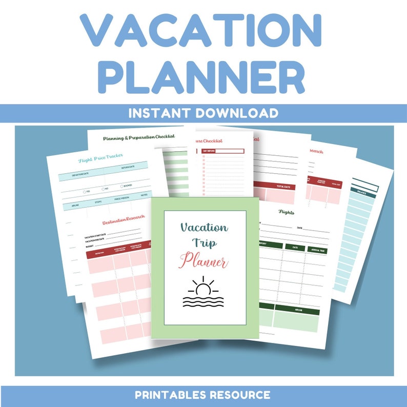 Printable Vacation Planner: Trip Itinerary, Budget, Packing Lists ...