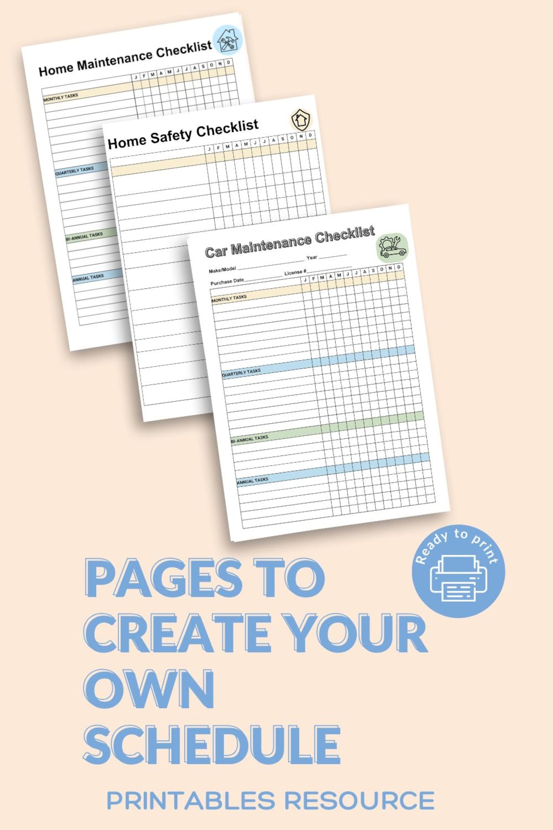 Printable Home Maintenance Binder and Safety Checklist and Car ...