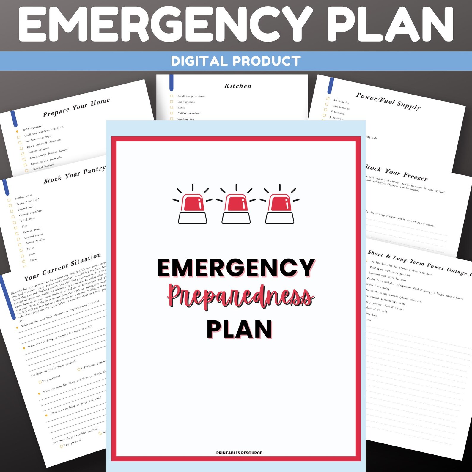 Emergency Planner Printable Family Emergency Preparedness Binder Printable Emergency Binder in ...