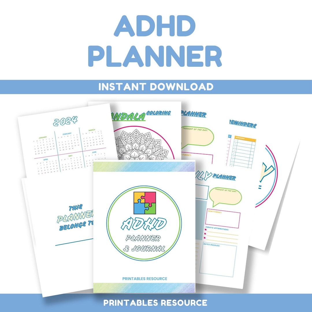 ADHD Planner Pdf ADHD Printable Planner ADHC Organizer and Coloring ...