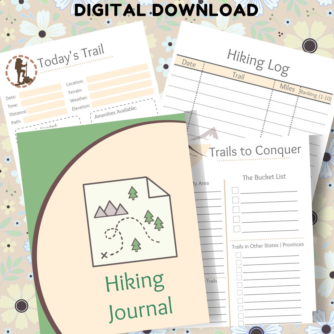 Hiking Journal Printable: Outdoor Adventure Log Book (digital Download ...