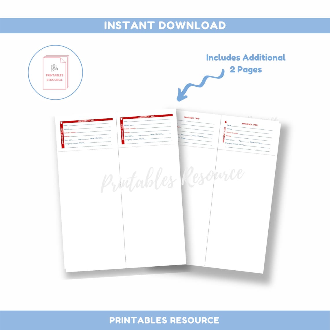 EDITABLE Emergency Wallet Card Editable PDF Emergency Contact ...