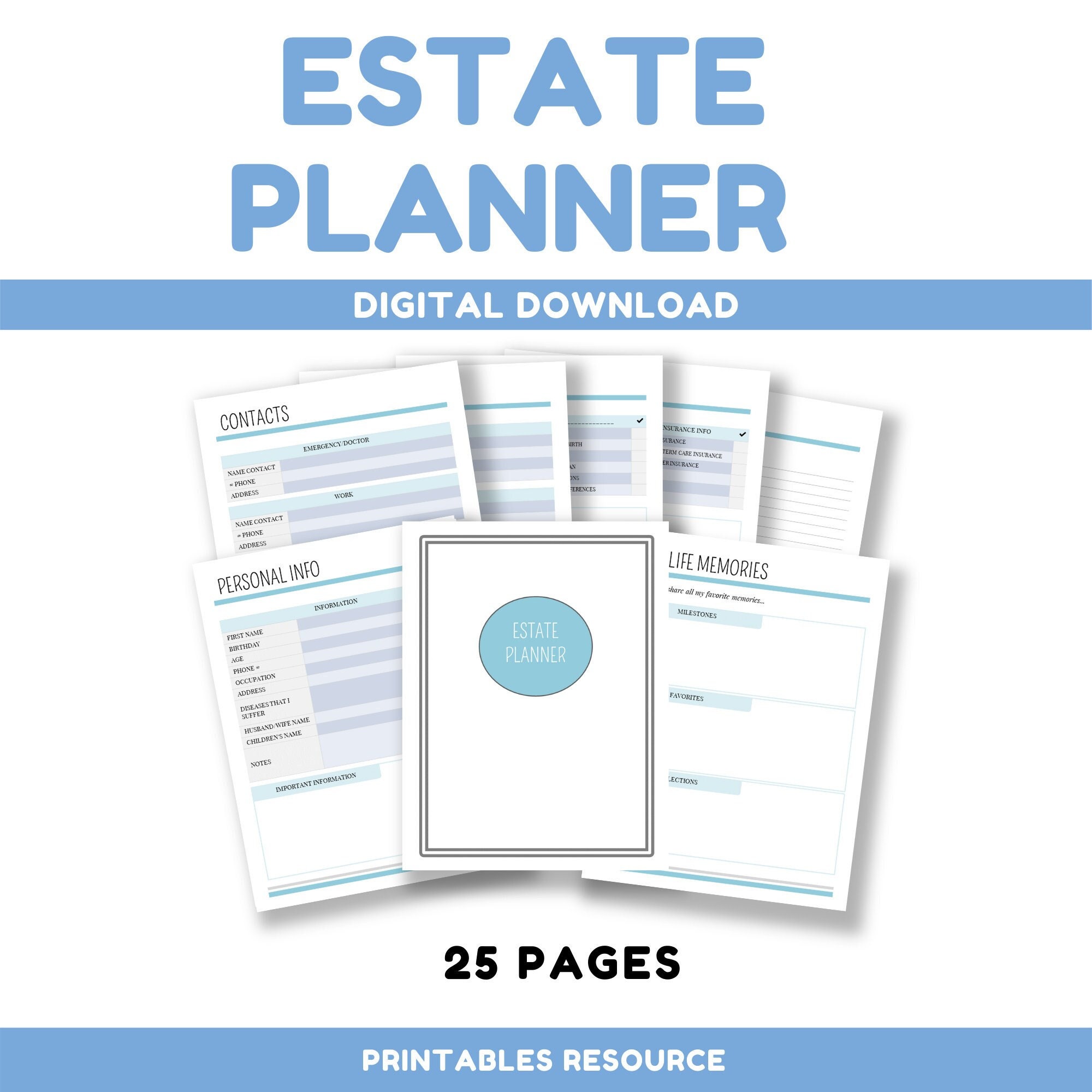 Estate Planner Printable Estate Planning Binder Last Wishes Important ...