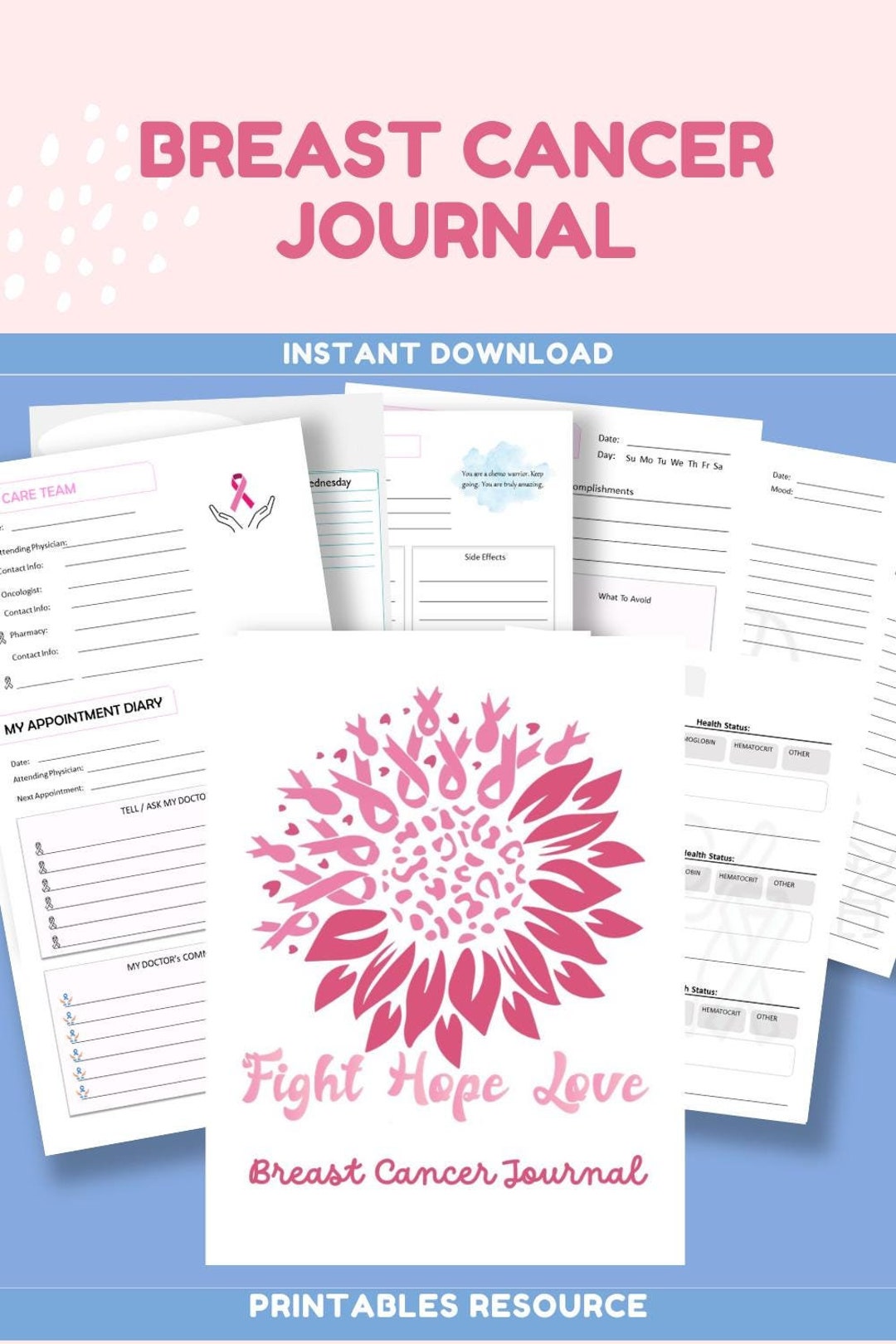 Breast Cancer Journal | Pink Cancer Journal Printable | Treatment ...