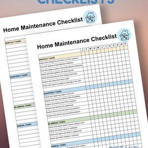 Home Maintenance Checklist Printable House Organizer Monthly Quarterly ...
