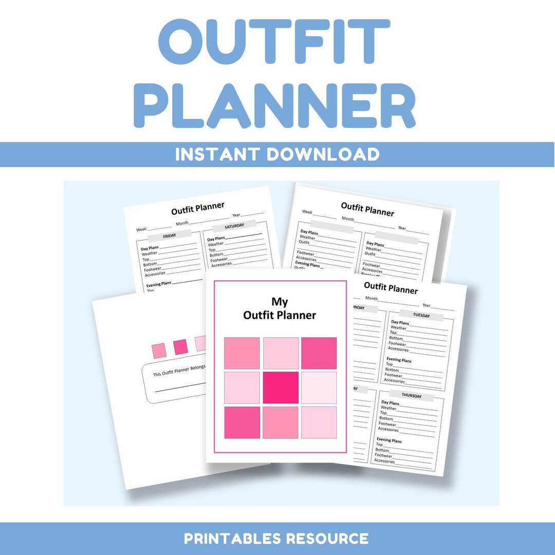 Weekly Outfit Planner: Printable Clothes Organizer (PDF) - Etsy