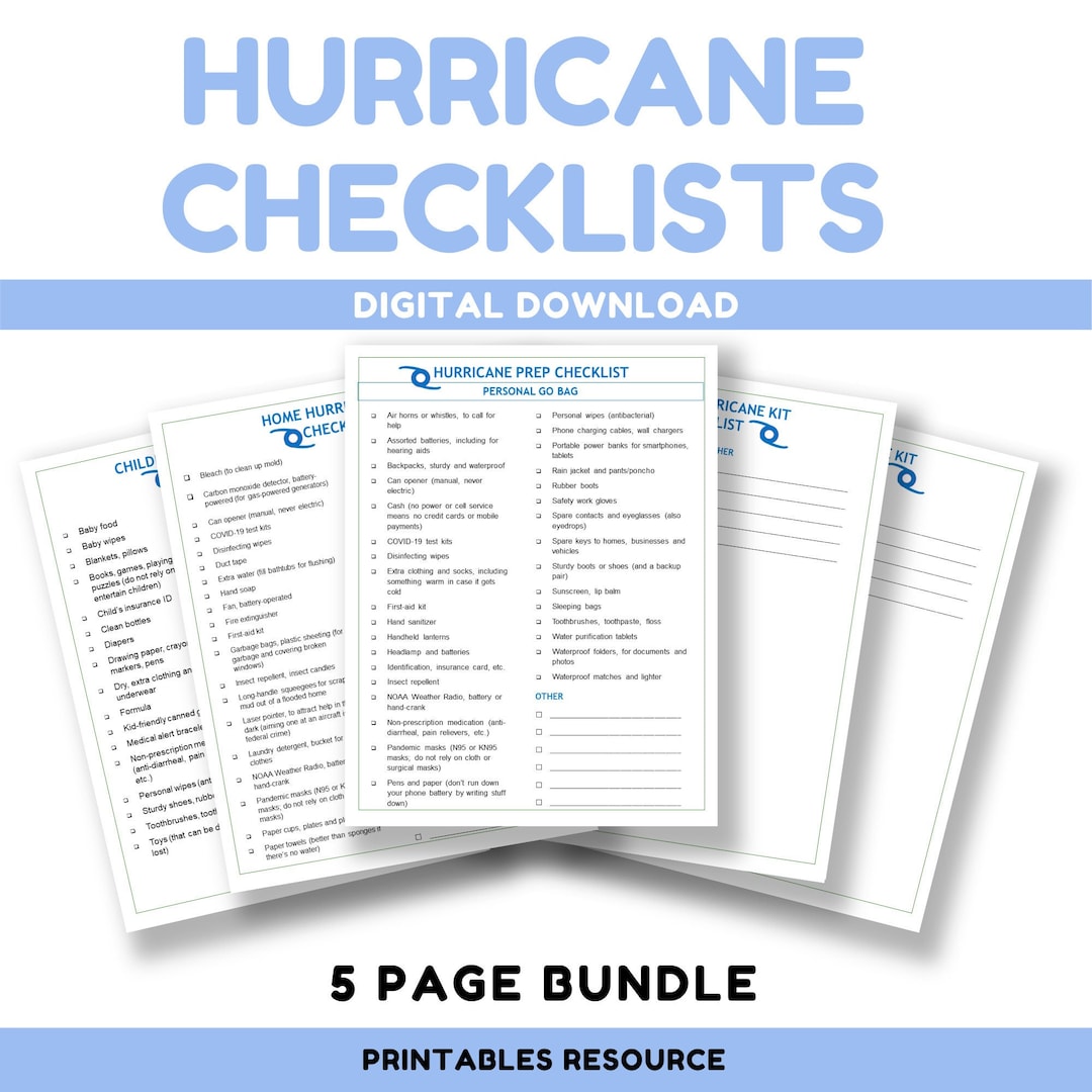 Hurricane Prep Checklist Hurricane Checklist Hurricane Preparedness - Etsy