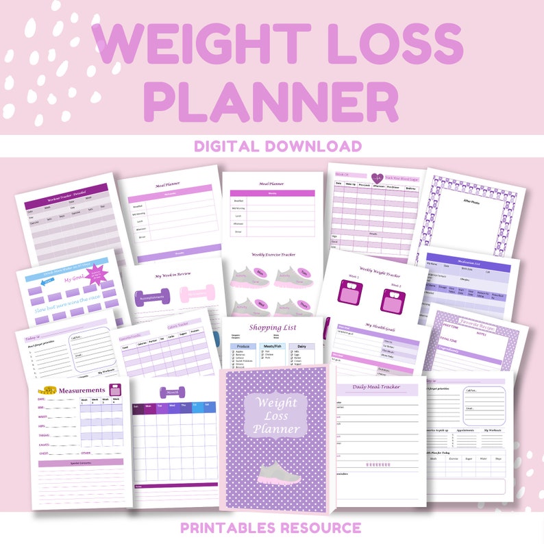 Weight Loss Planner Weight Loss Printable Fitness Planner - Etsy