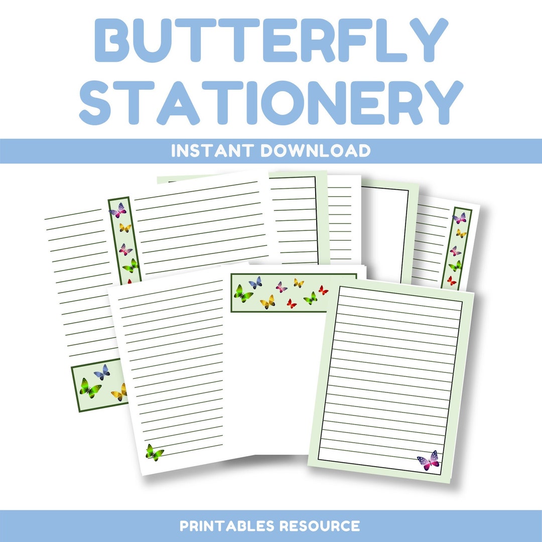 Butterfly Digital Paper Letter Writing Stationery Printable Butterfly ...