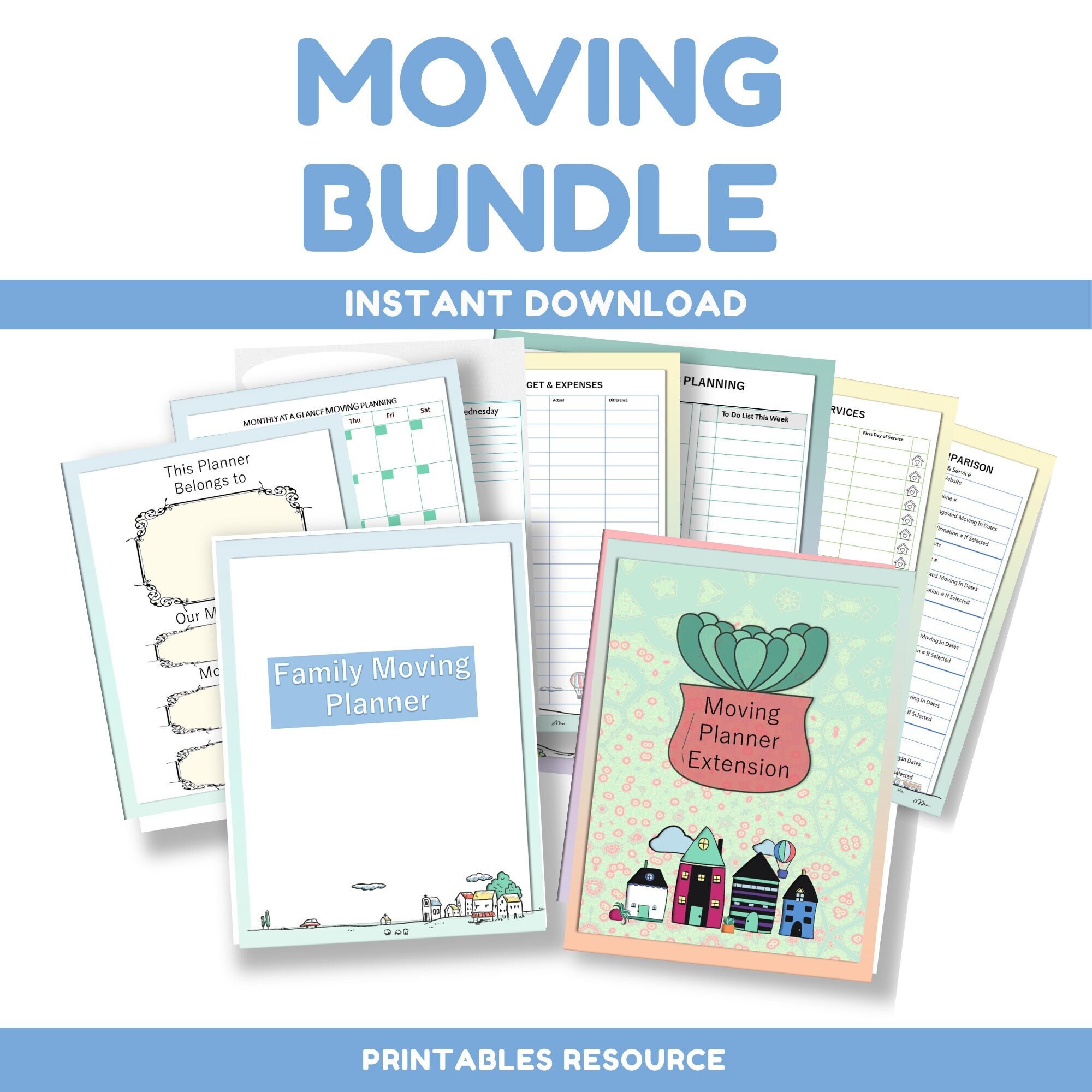 Family Moving Planner Printable Bundle Digital Relocation Organizer ...