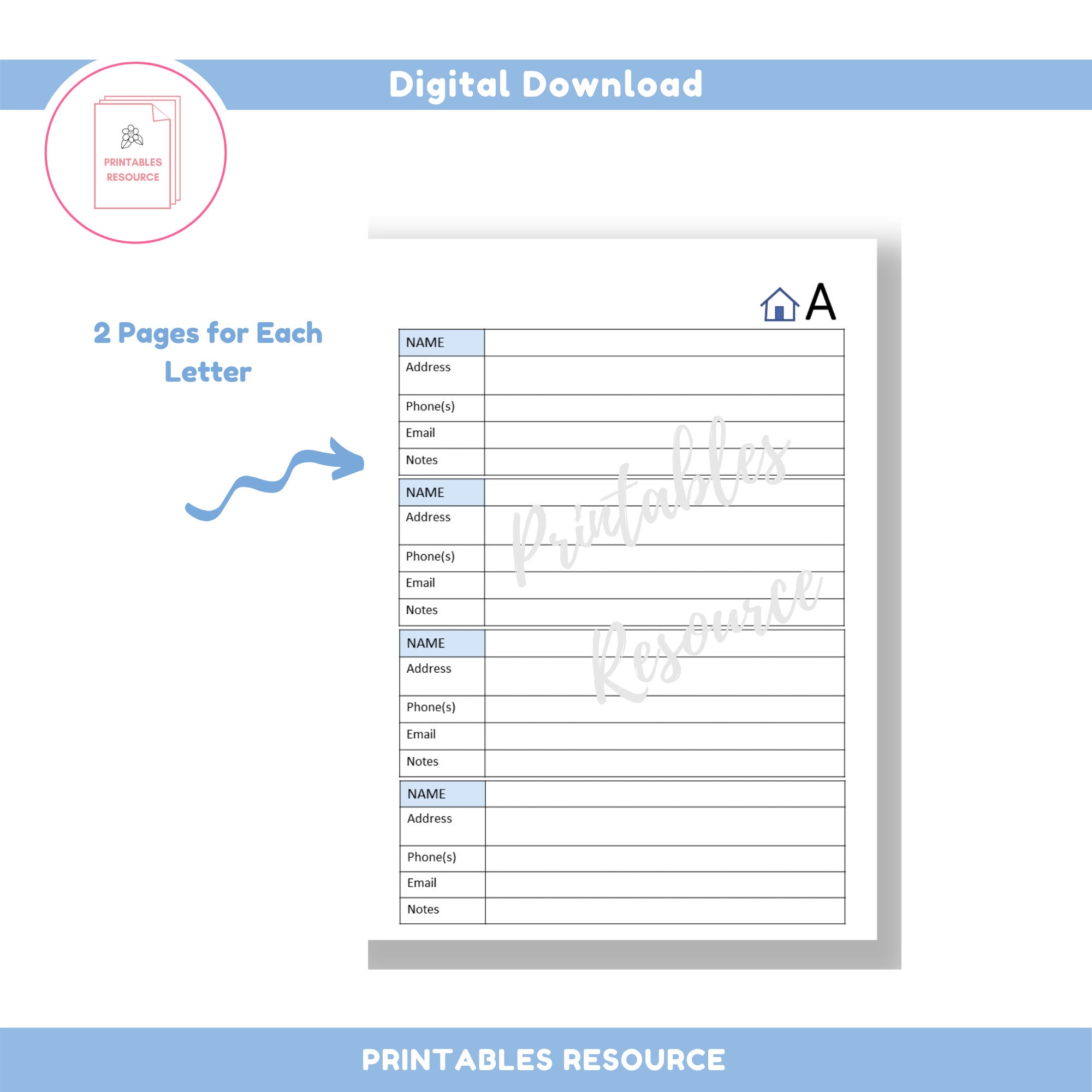 Address Book Printable Contact List Printable Resource Home ...