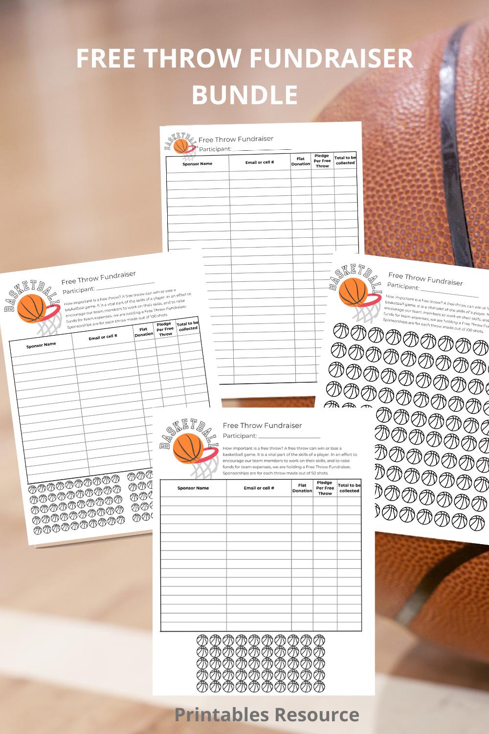 Basketball Team Fundraising Form Printable Free Throw Pledge Sheet ...